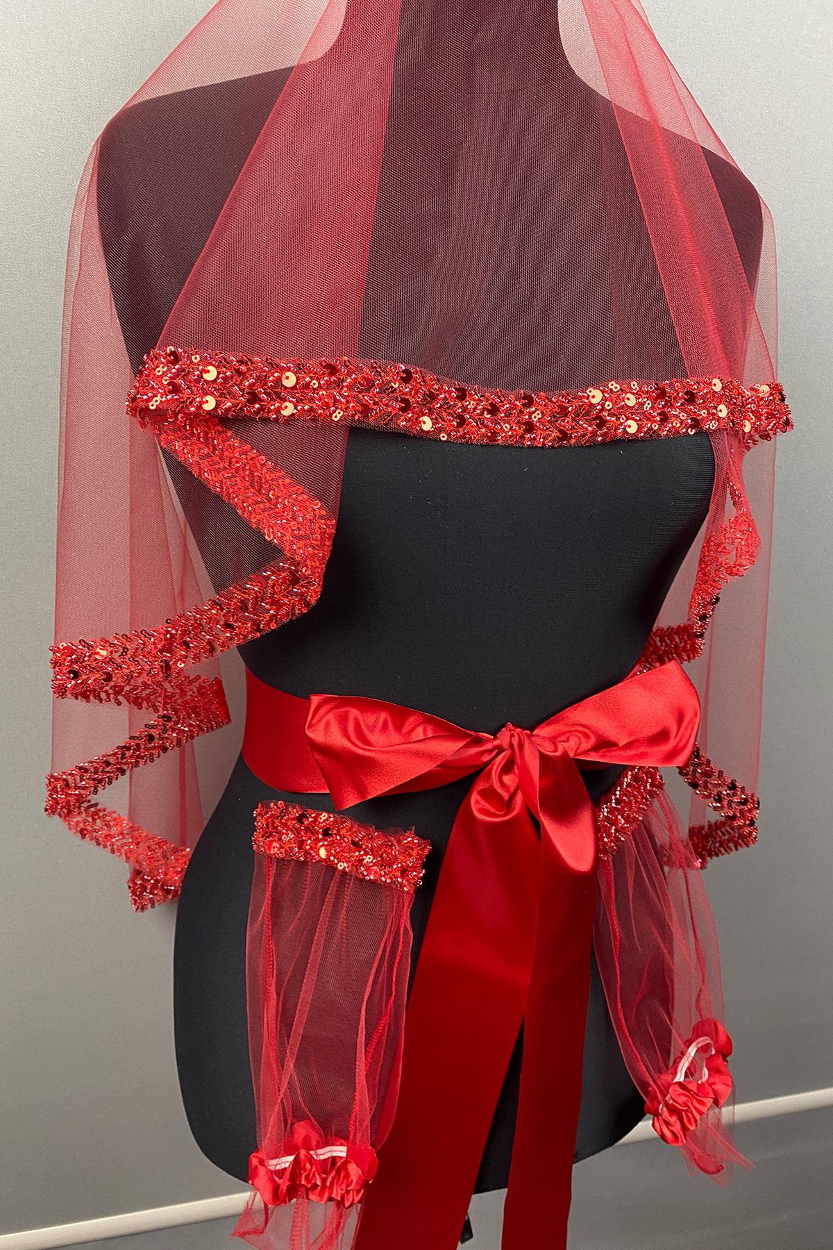 Su Model İşlemeli Gelin Kına Duvağı Yüz Örtüsü | Hayalperest