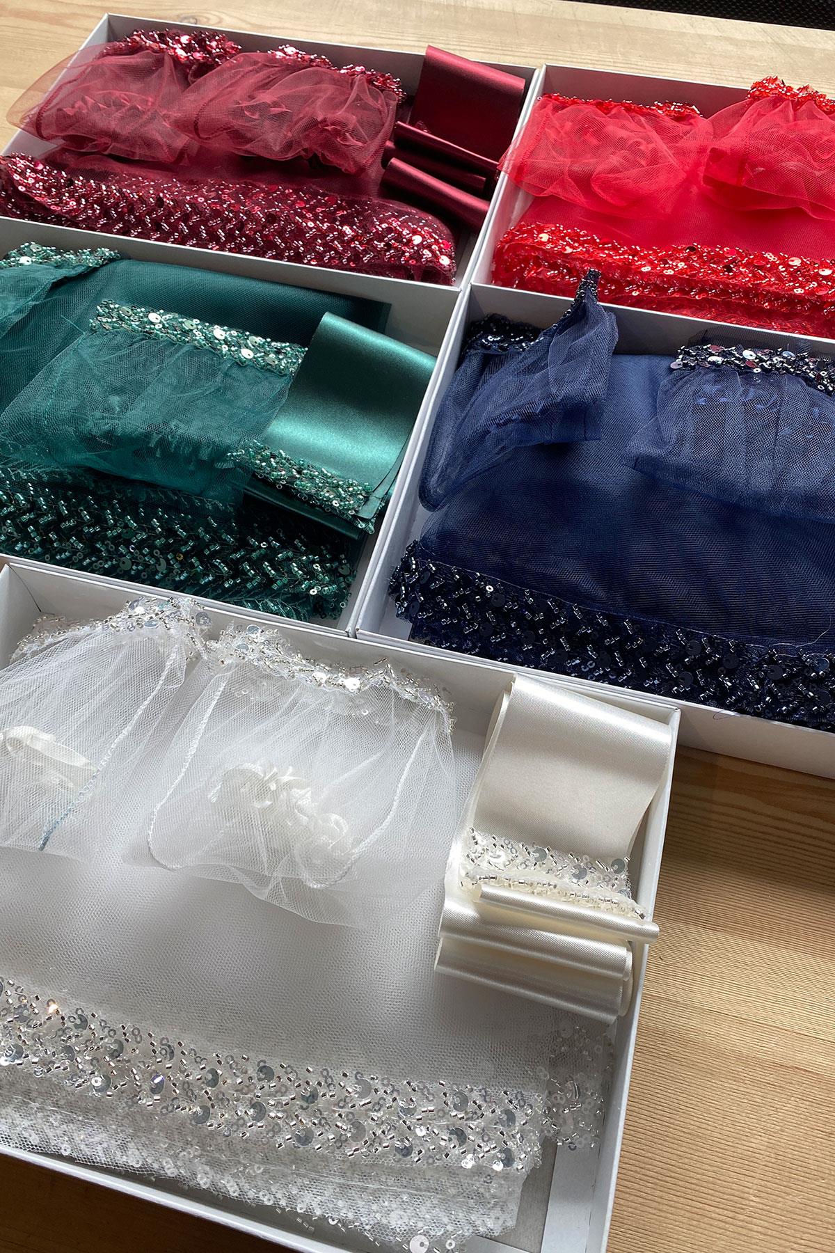 Su Model İşlemeli Gelin Kına Duvağı Yüz Örtüsü | Hayalperest