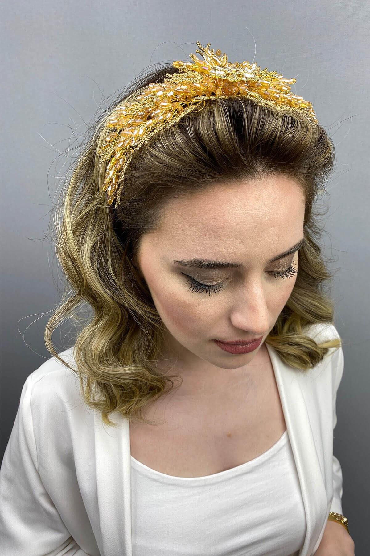 Wholesale Honey Color Alya Model Bridal Henna Crown | Daydreamer