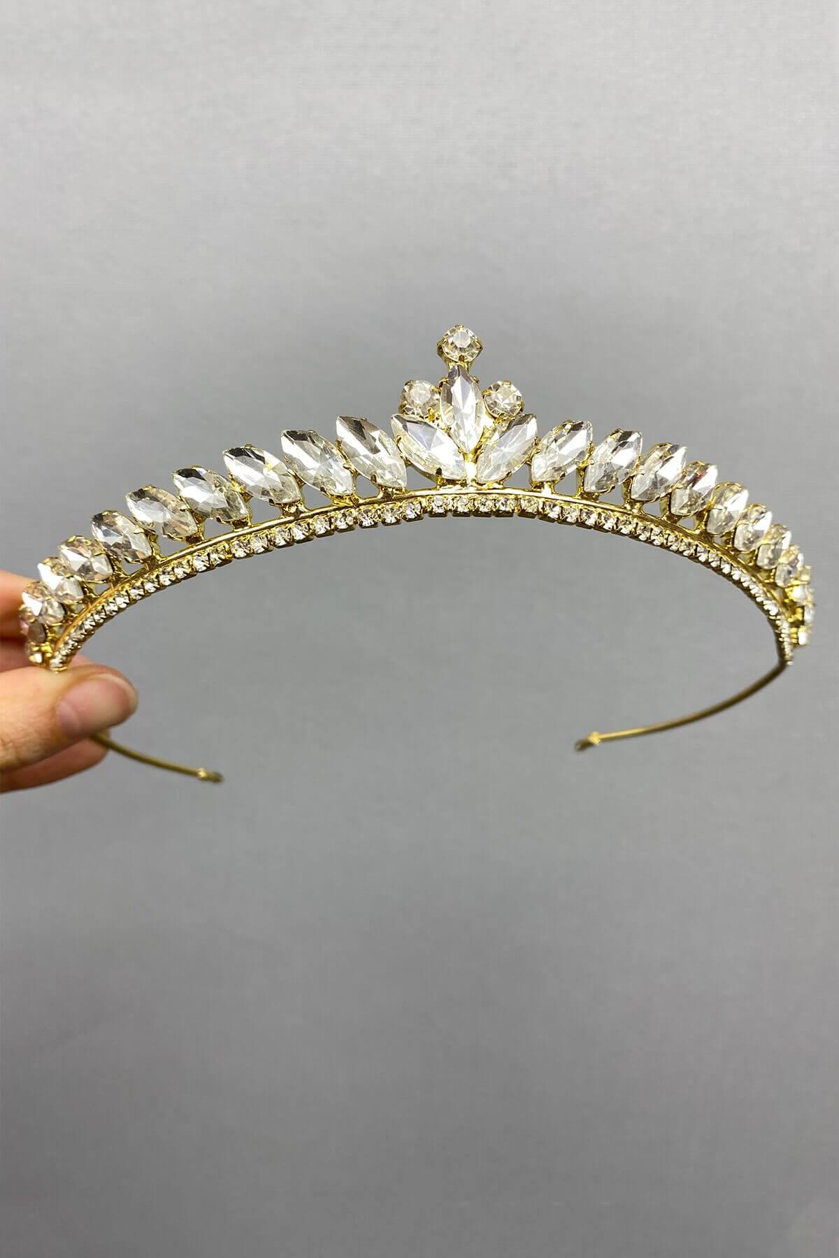 Wholesale Transparent Gold Ece Model Thin Bridal Henna Crown | Daydreamer