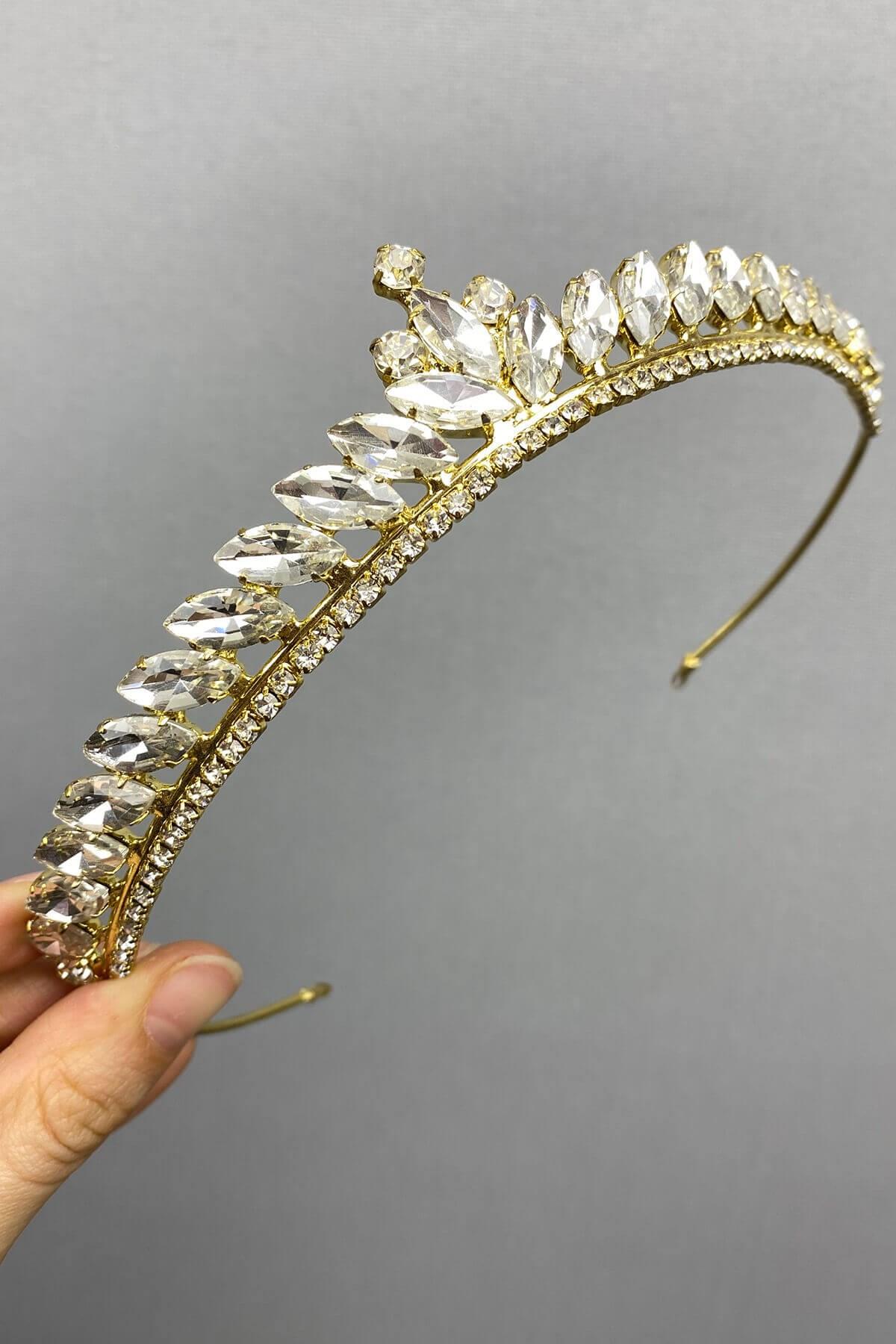 Wholesale Transparent Gold Ece Model Thin Bridal Henna Crown | Daydreamer