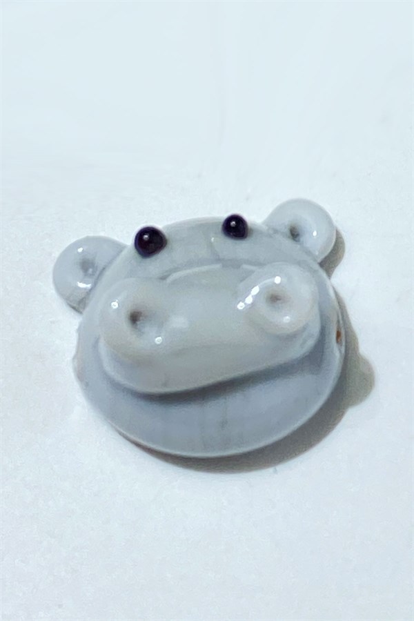 Gray Murano Made Glass Bead Hippopotamus 1 Piece | dreamerbeads