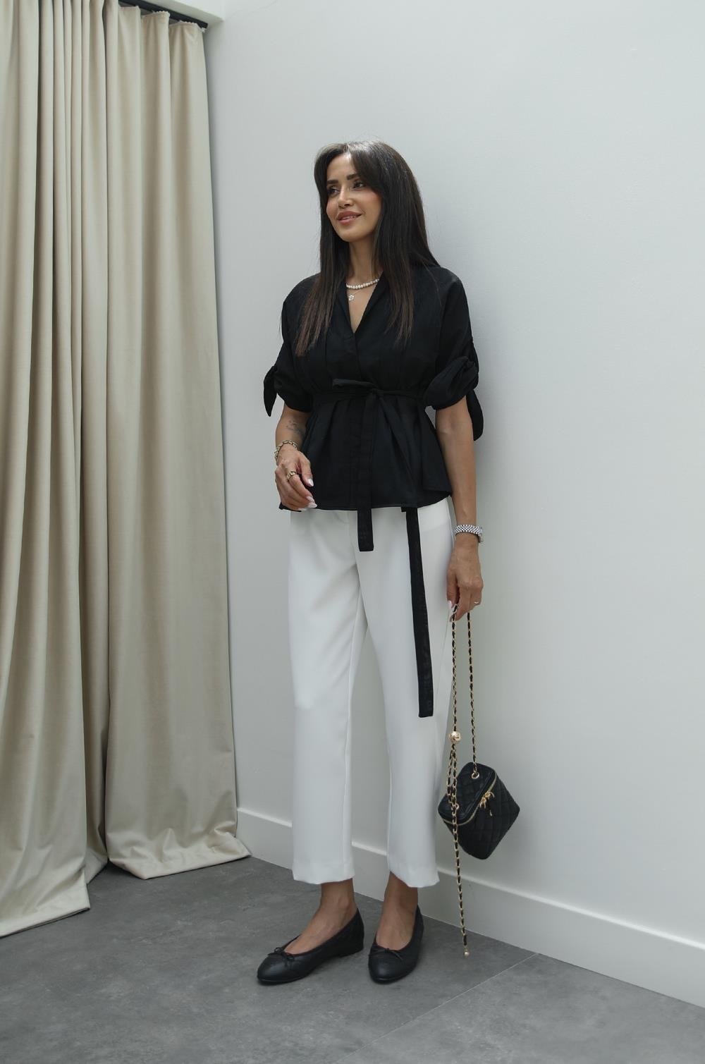 Beyaz Dimple Yüksek Bel Pantolon 699,00 TL