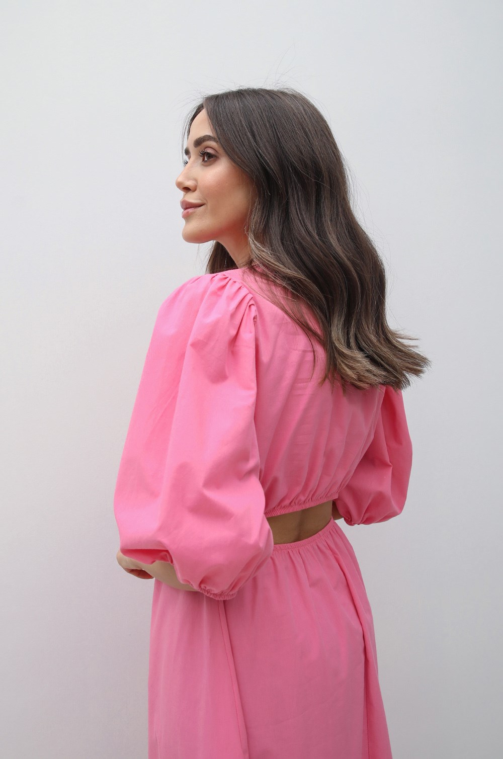 Pembe Kalp Pencere Detaylı Elbise 150,00 TL