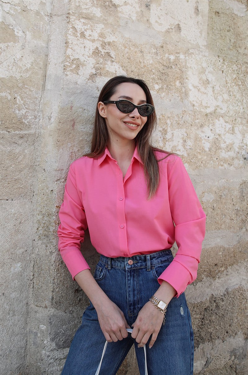 Pembe Basic Gömlek