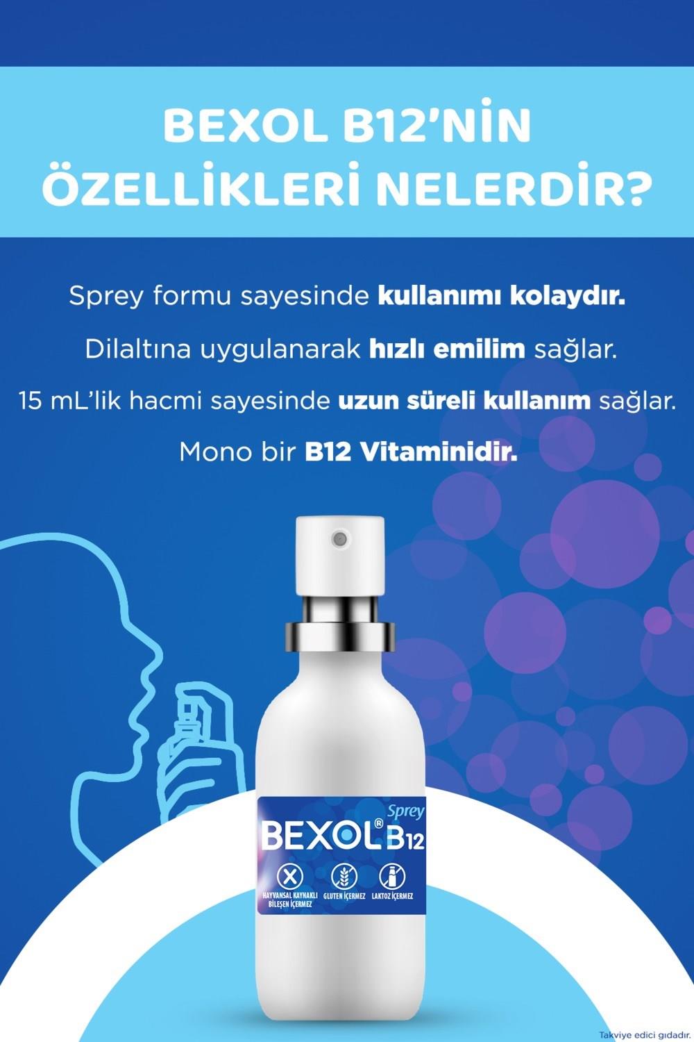 BAYER Bexol B12 Dilaltı Sprey, 15 Ml B12 Vitamini