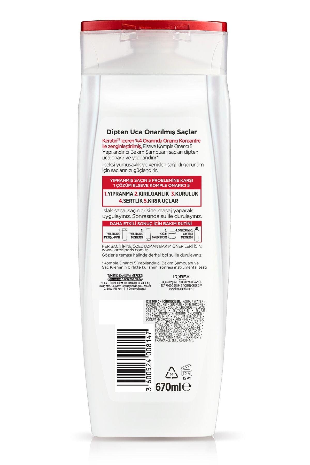 ELSEVE Komple Onarıcı 5 Yapılandırıcı Bakım Şampuanı 670 Ml