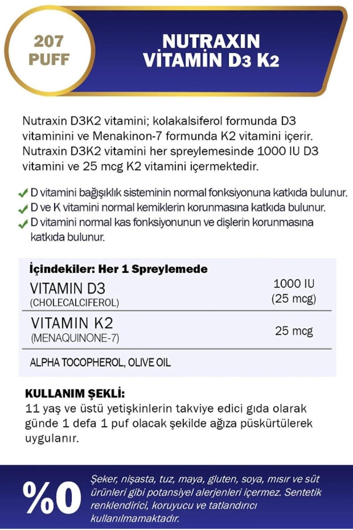 NUTRAXIN Vitamin D3K2 Sprey 30 ml | Farma Ucuz