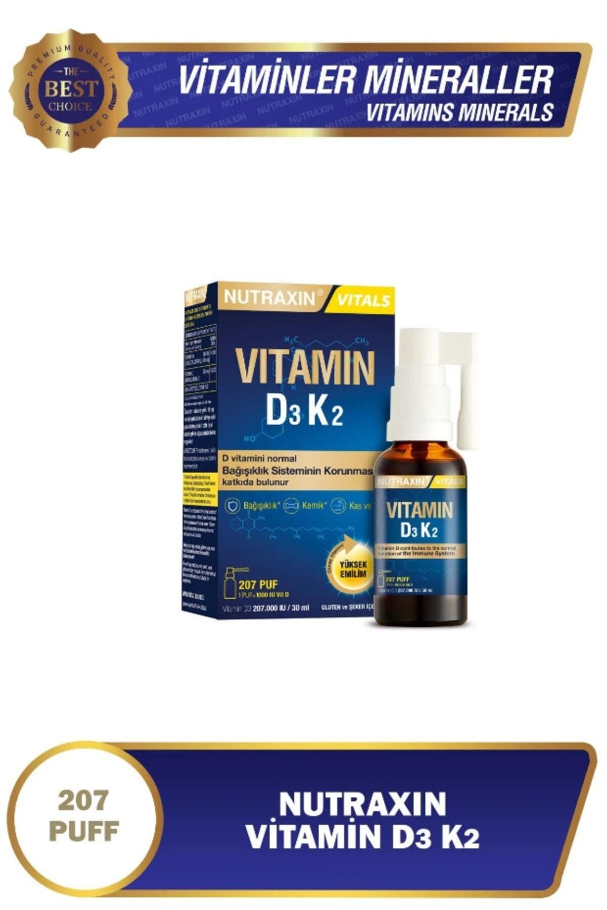 NUTRAXIN Vitamin D3K2 Sprey 30 ml | Farma Ucuz