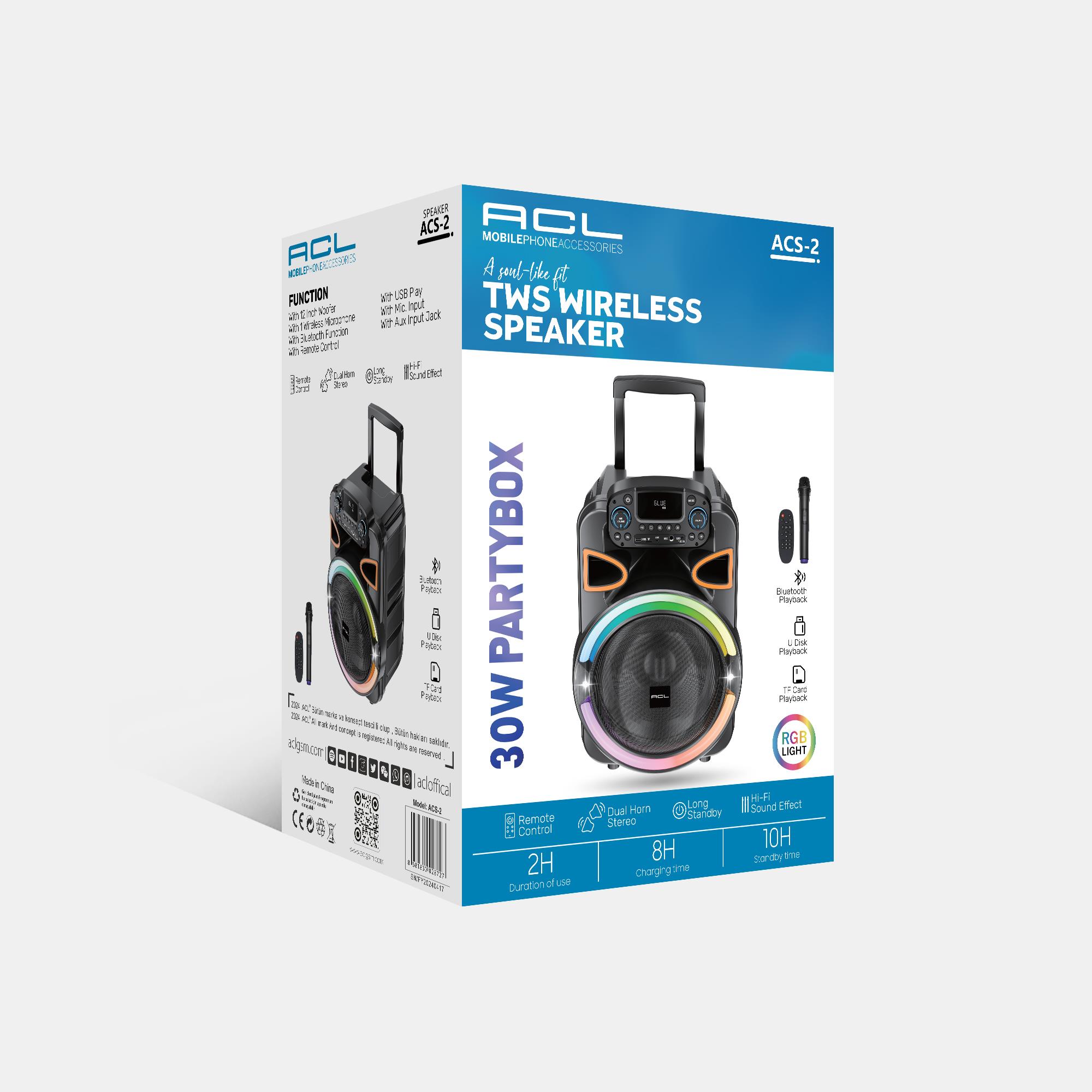 ACL ACS-2 Karaoke Mikrofonlu Taşınabilir Bluetooth Hoparlör