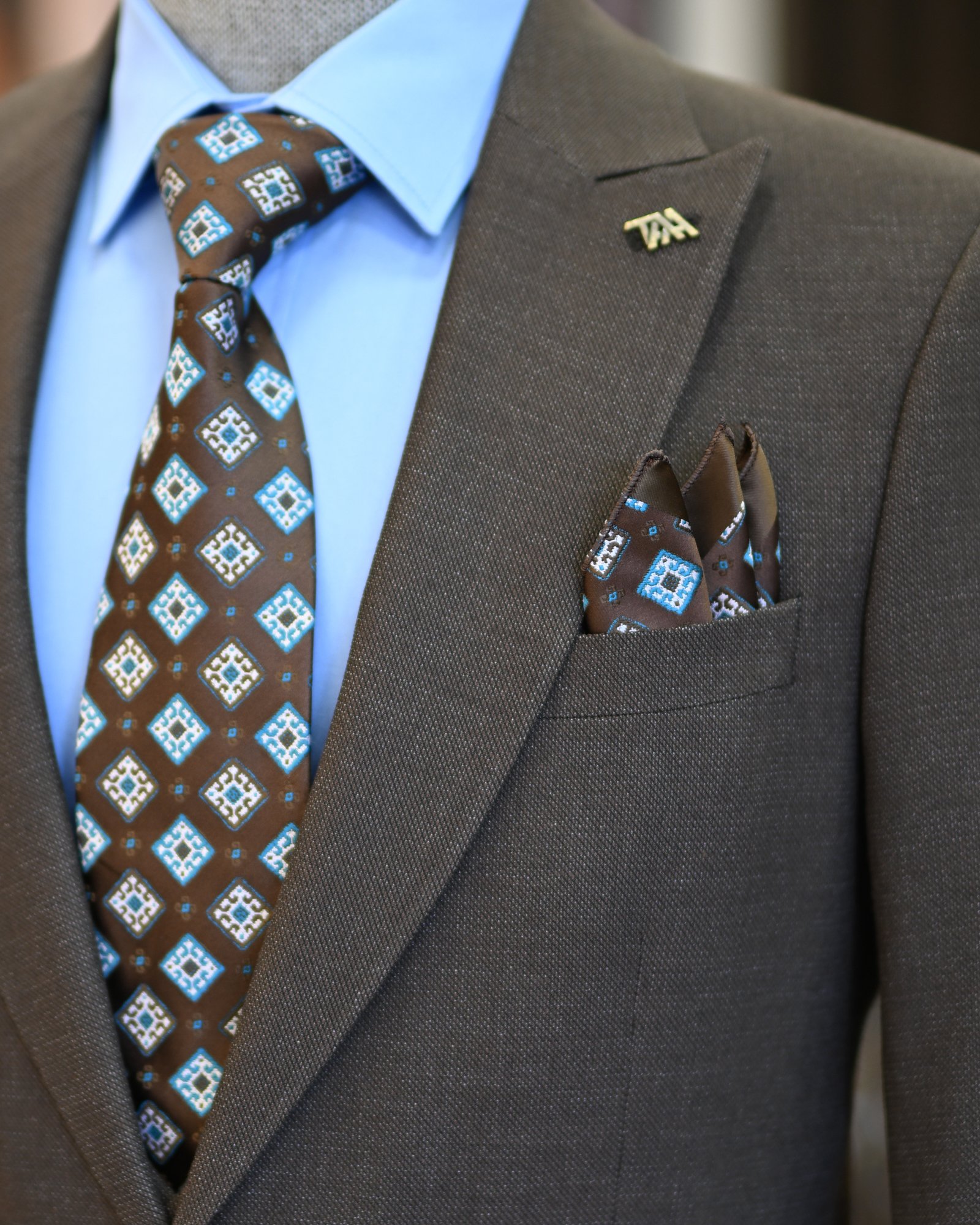 İTALYAN STİL SLİM FİT ERKEK CEKET YELEK PANTOLON TAKIM ELBİSE KAHVERENGİ T11021 ITerziAdemAltun