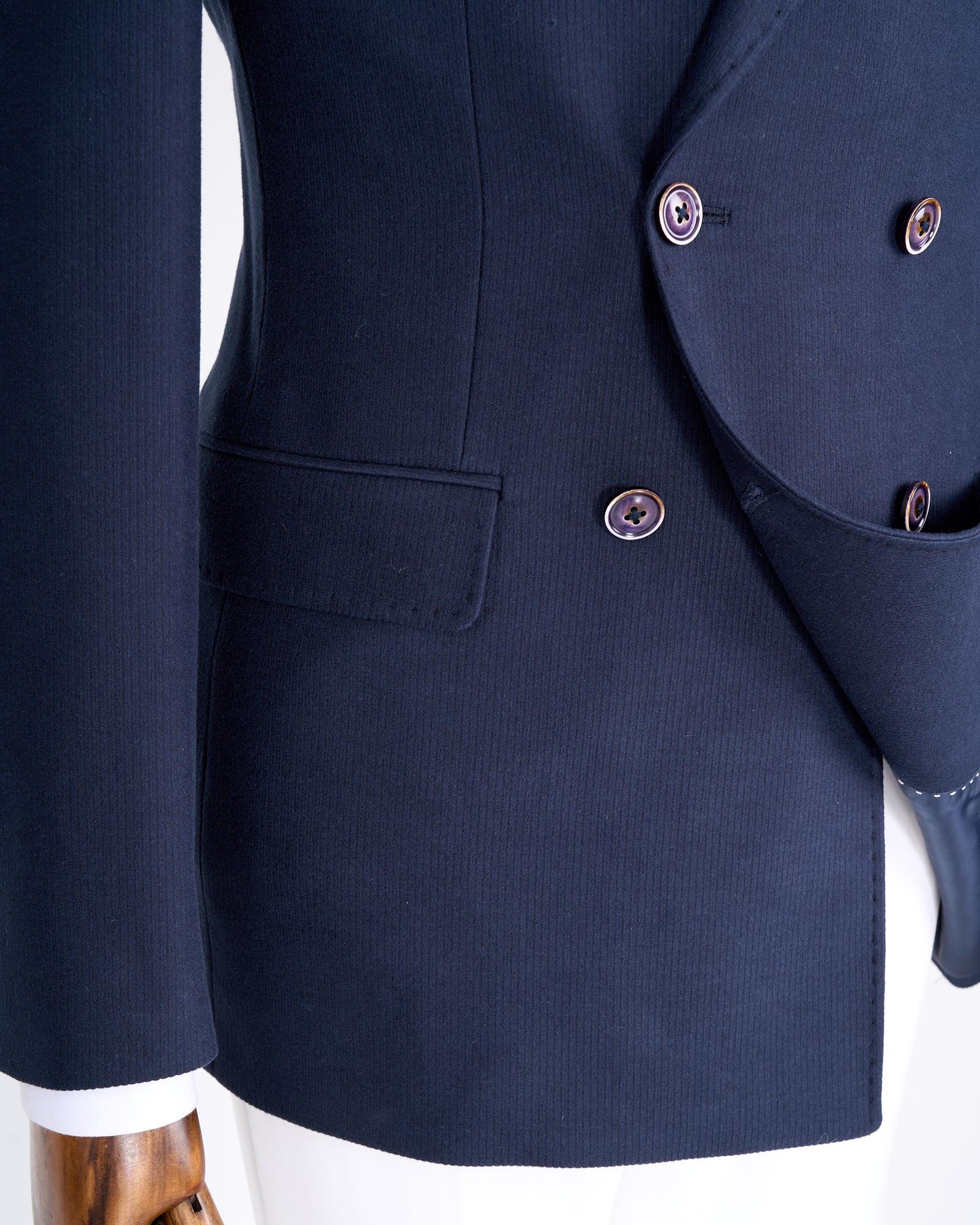 Italian style slim fit velvet men's single jacket navy blue T13182