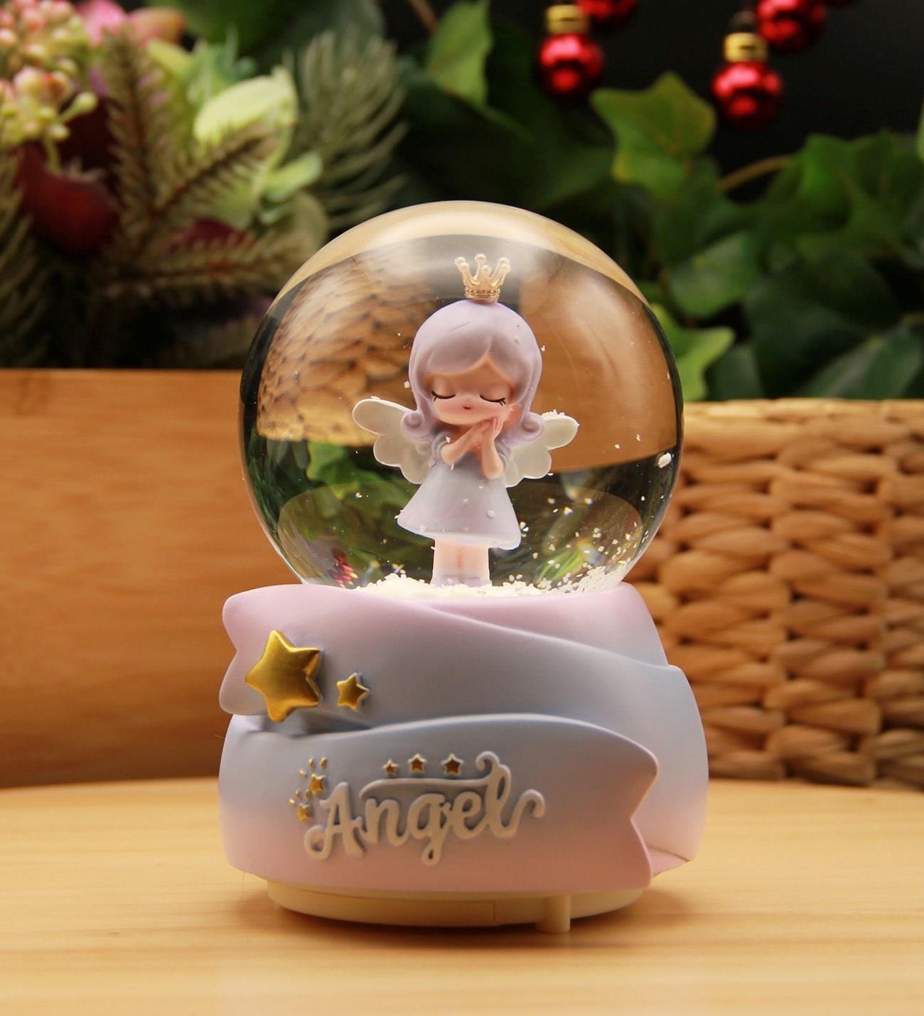 Angel Melek Yıldızlı Işıklı ve Müzikli Kar Küresi Büyük Boy