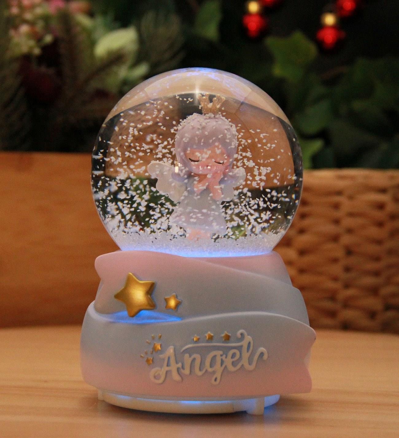 Angel Melek Yıldızlı Işıklı ve Müzikli Kar Küresi Büyük Boy