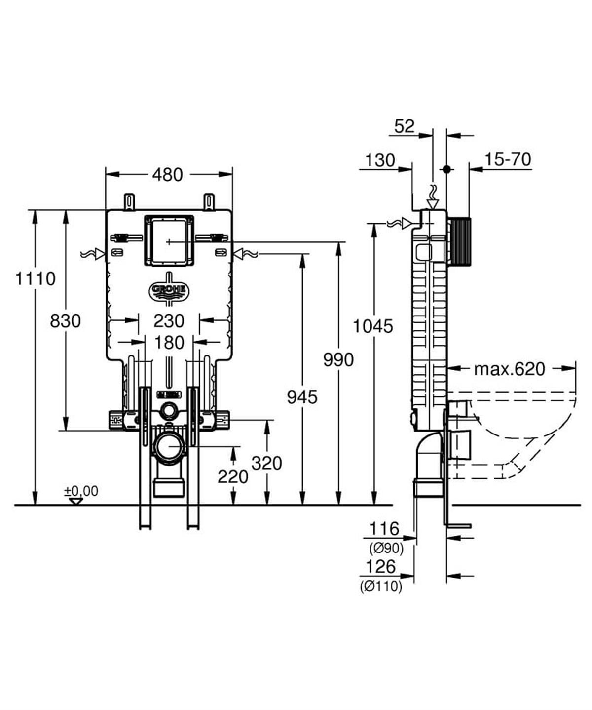 Grohe Uniset 13 cm Pnömatik Gömme Rezervuar | Satın Al | Banyo City ...