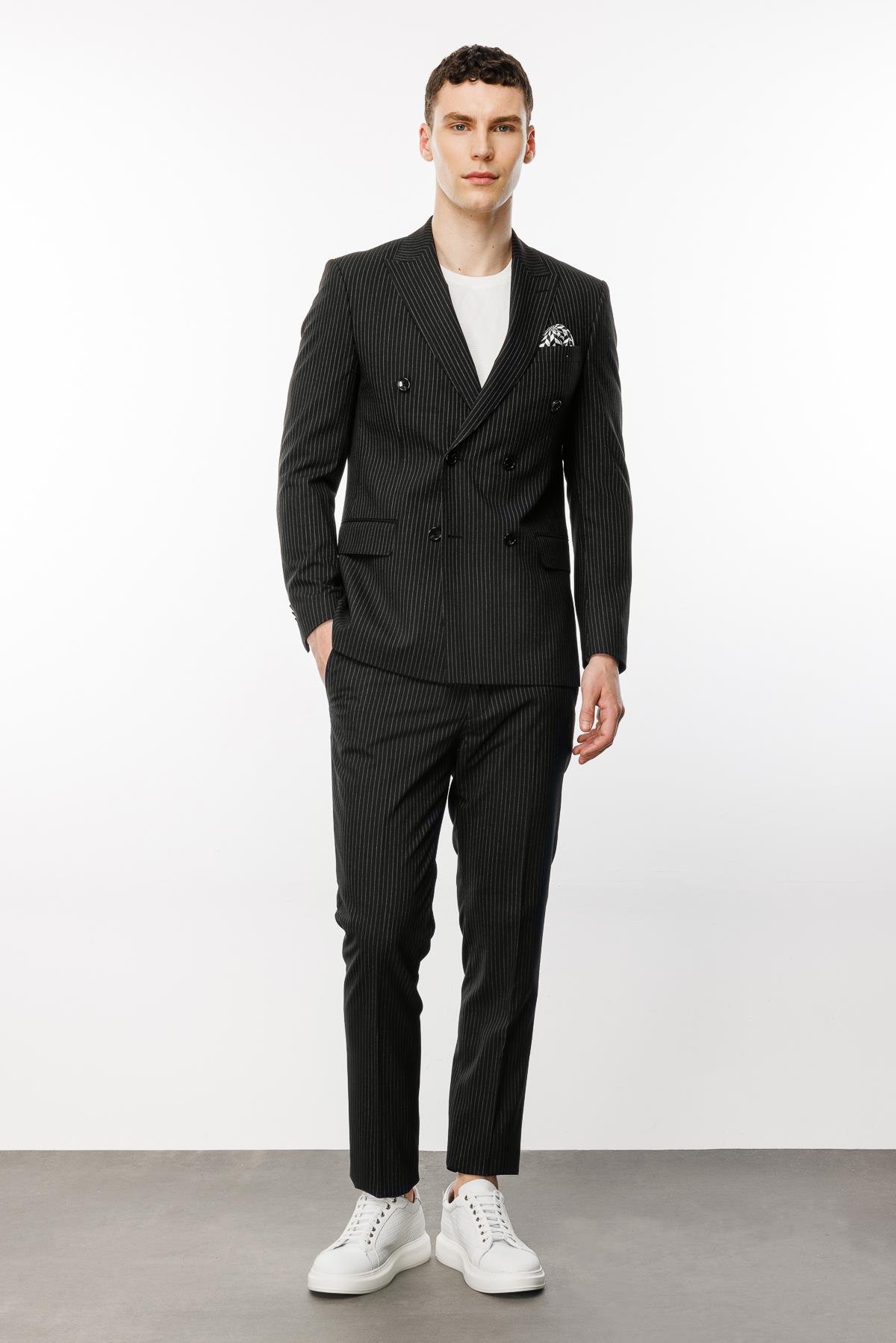 ERKEK SİYAH SLIM FIT / DAR KALIP KRUVAZE TAKIM ELBİSE - İGS Online