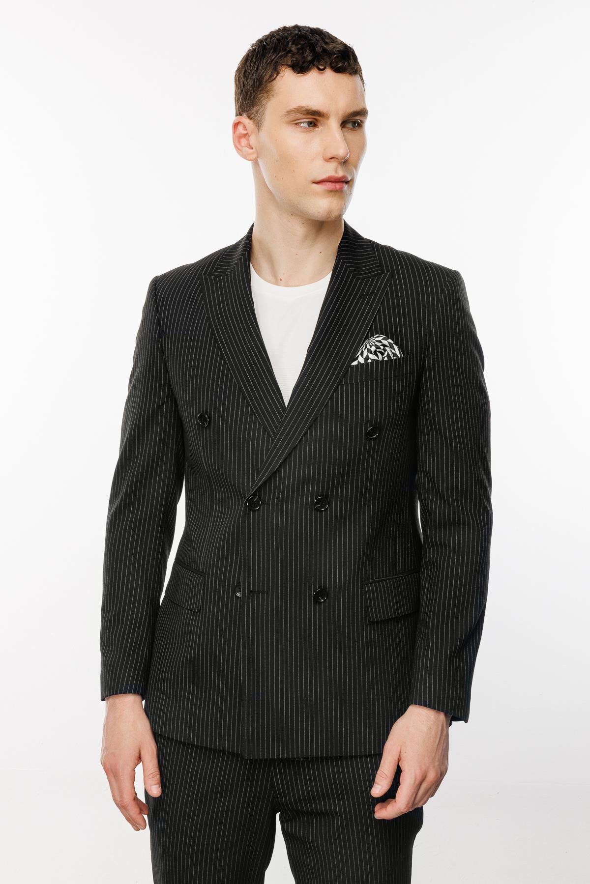 ERKEK SİYAH SLIM FIT / DAR KALIP KRUVAZE TAKIM ELBİSE - İGS Online