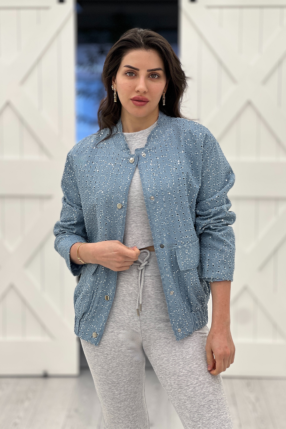 Pepicino ACT Mavi Pullu Denim Bomber Ceket 99335
