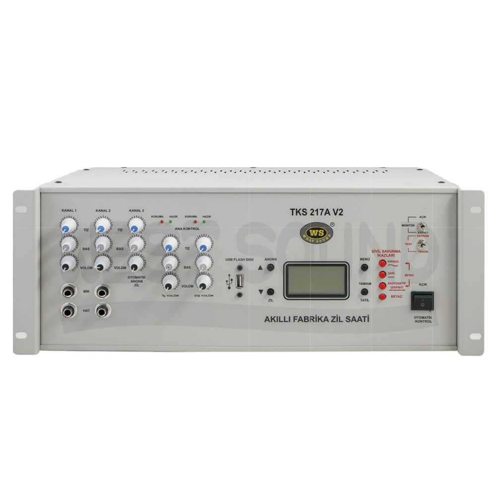 WEST SOUND TKS 217A V2 2x150 WATT AKILLI FABRİKA ZİL SAATİ(AMPLİFİKATÖR TİPİ)