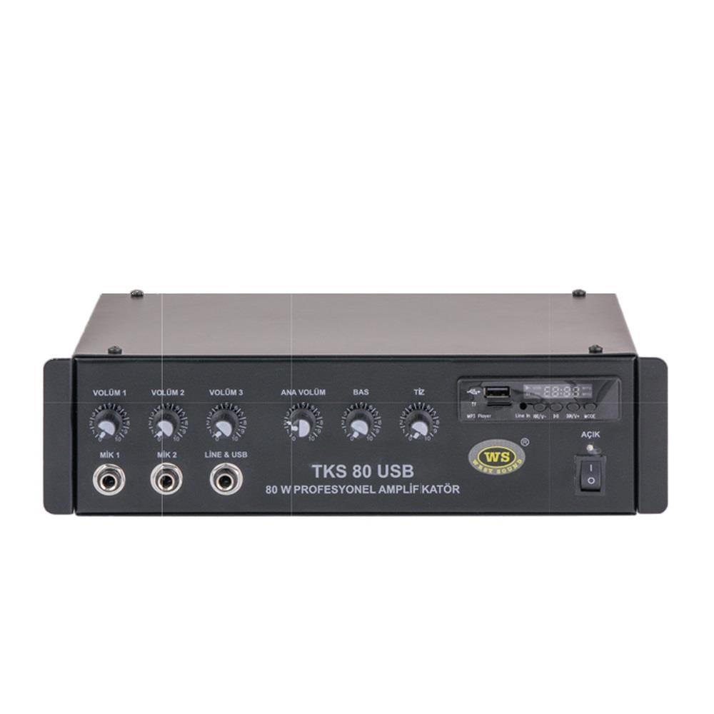 WEST SOUND TKS 80 USB 80 WATT TRAFOSUZ MİKSERLİ AMPLİFİKATÖR