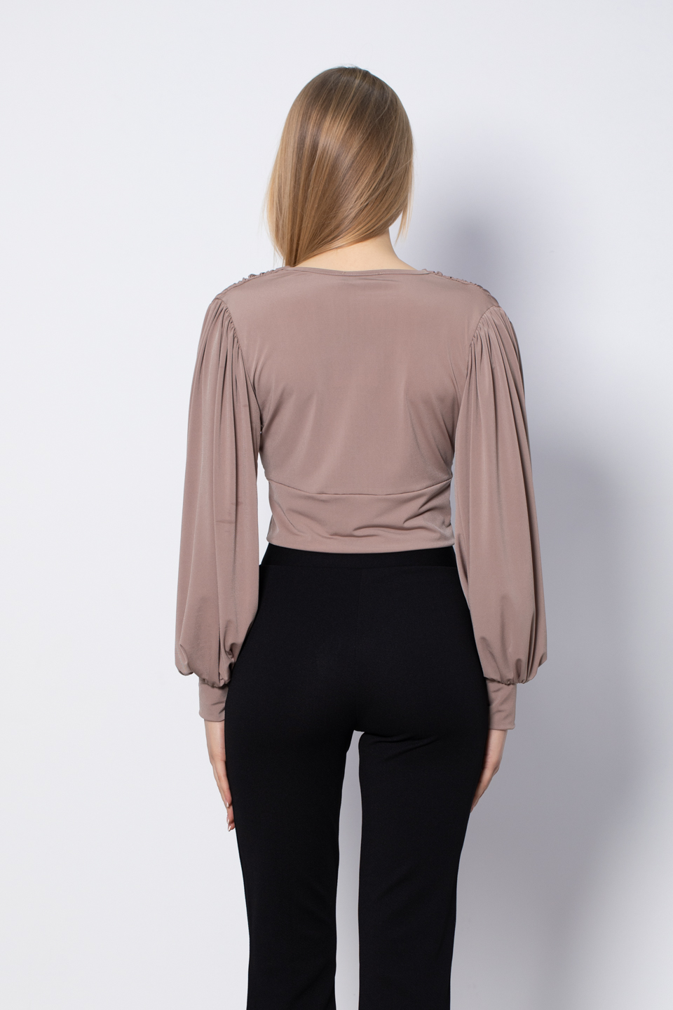 Düğmeli Bluz - Vizon