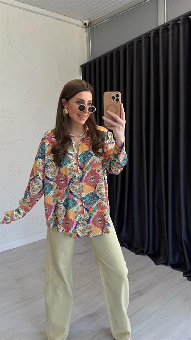 Patchwork Renkli Gömlek Mix Colors