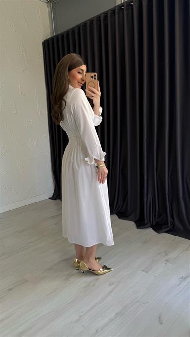Poplin Elbise Beyaz