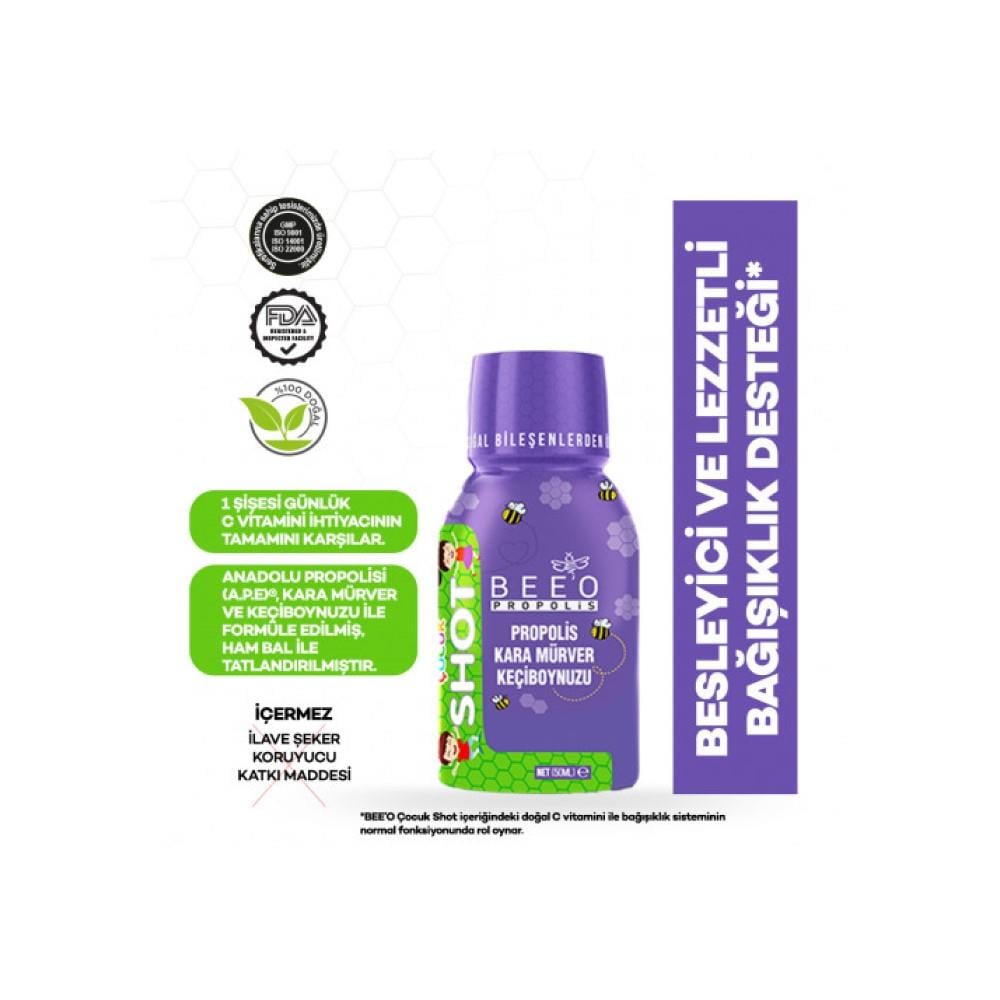 Bee'O Propolis Kids Kara Mürver Shot 50 ml