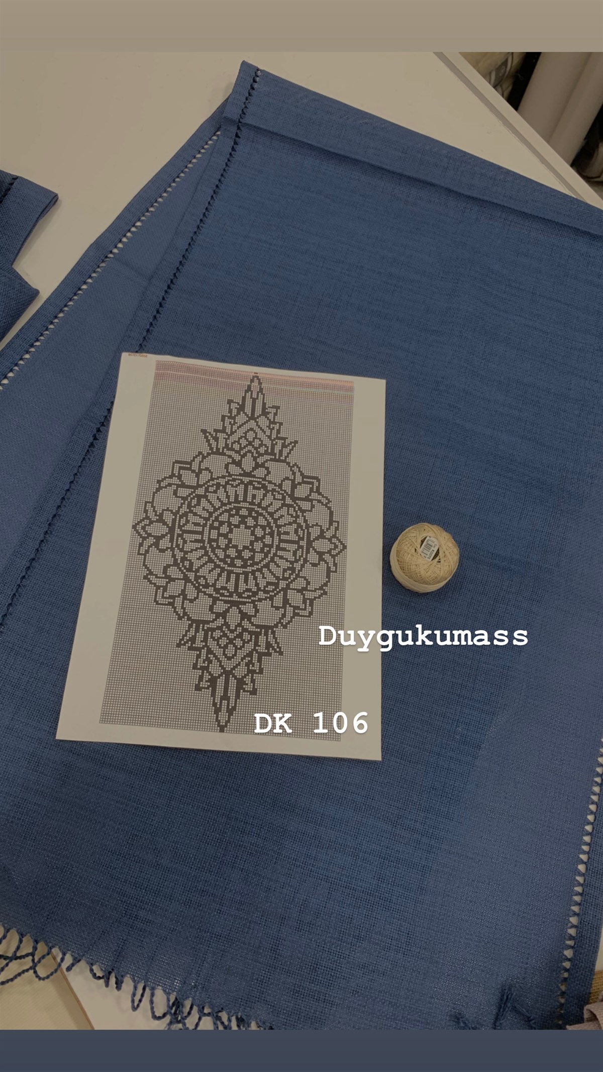 DK 106 Nolu Şablon Ve İpler Burgu Püsküllü Ajurlu Detaylı Tek Runner