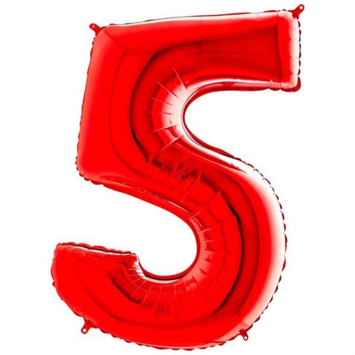 5 Rakam Kırmızı Folyo Balon - 1 Metre En Uygun Fiyata