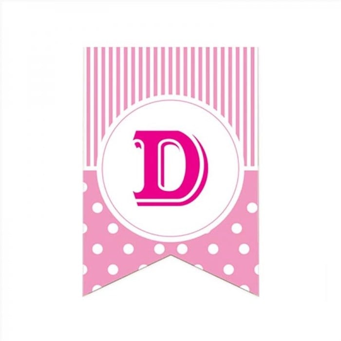 D Harfi Puantiyeli Pembe Afiş En Uygun Fiyata