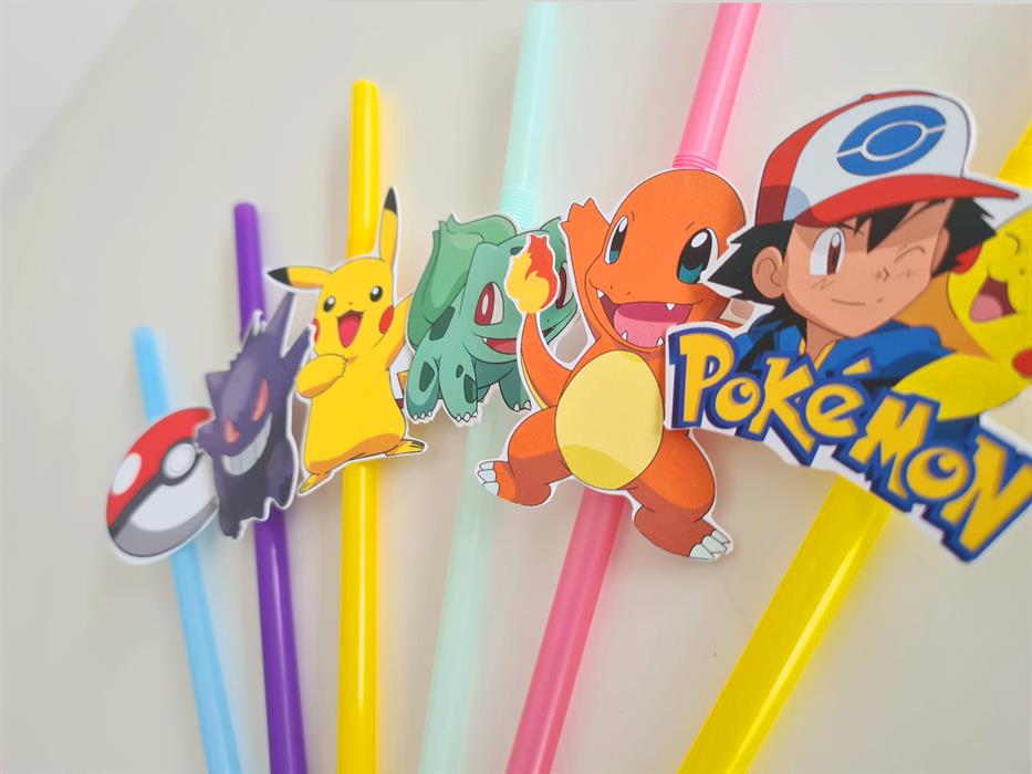 Pokemon Temalı Pipet 6 Adet