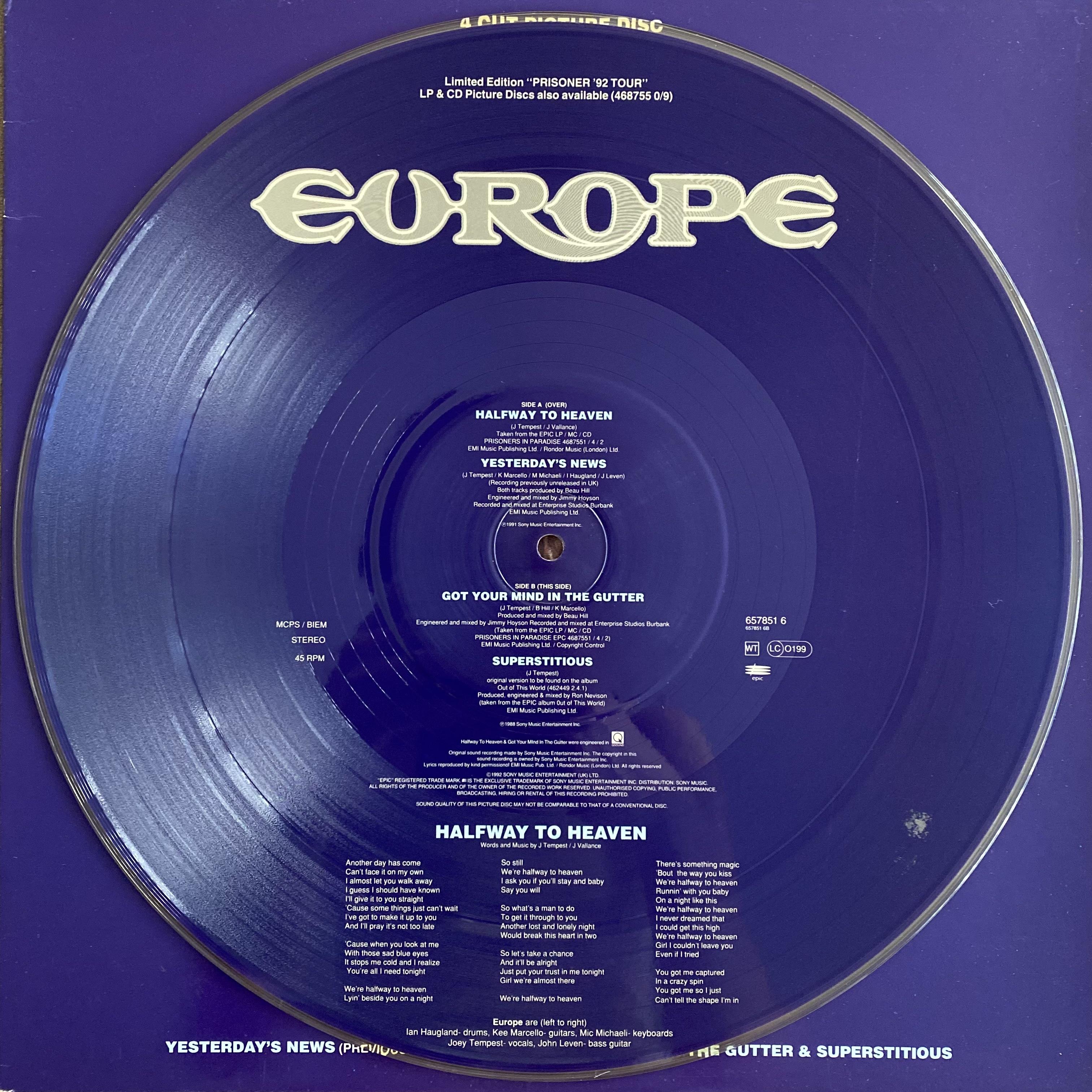 EUROPE - HALFWAY TO HEAVEN (PICTURE DISC)