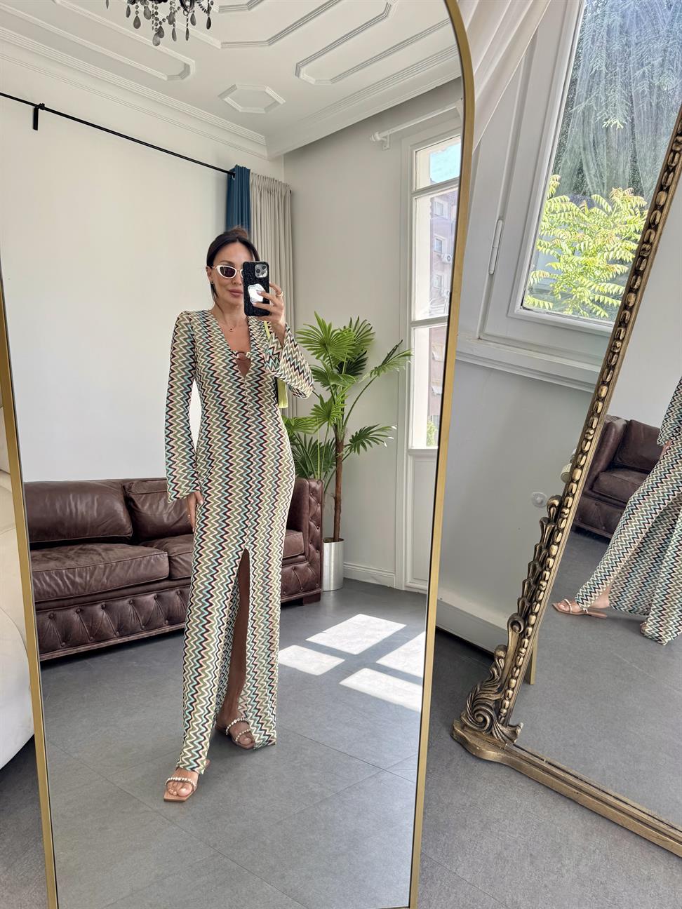 Yeşil Renkli File Elbise-Bolesa Suadiye