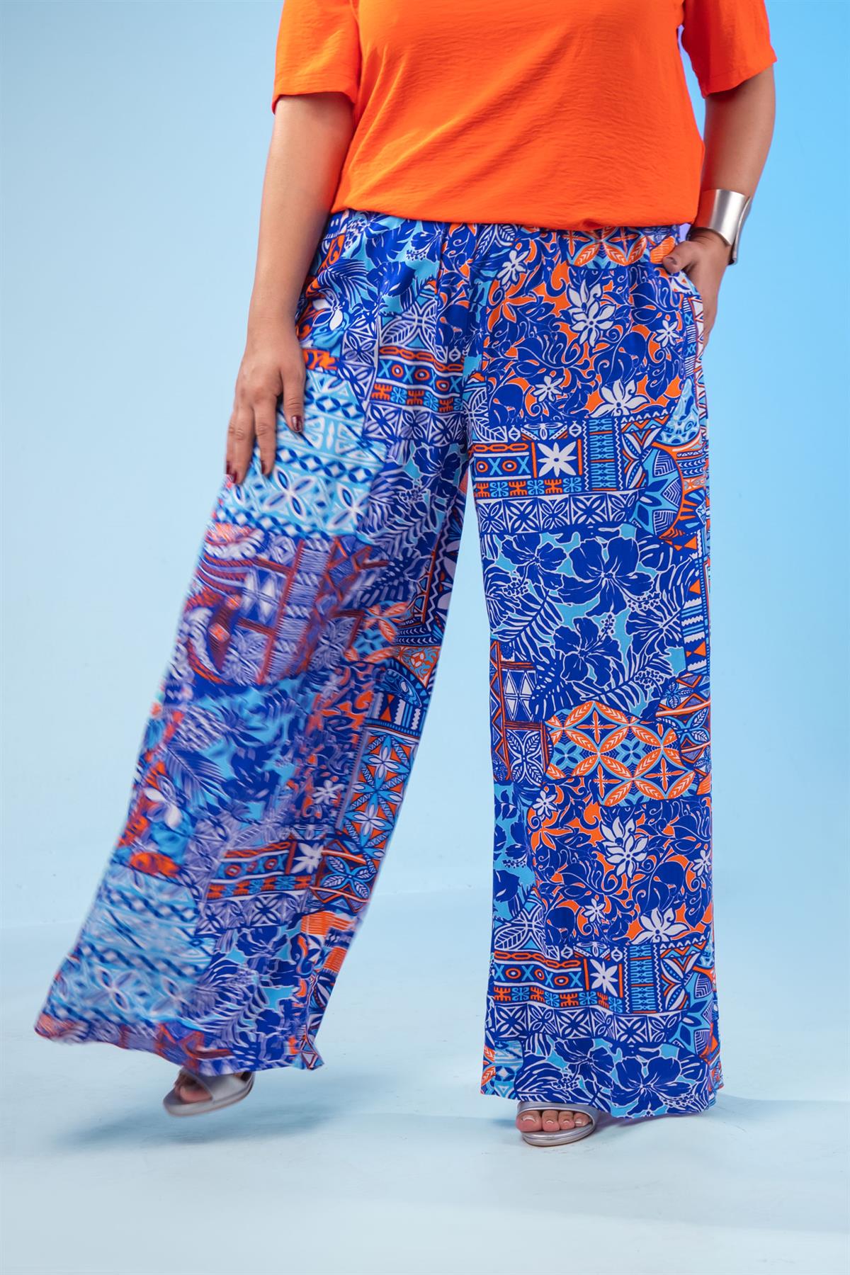 Büyük Beden 33357 Bol Pantolon Mavı