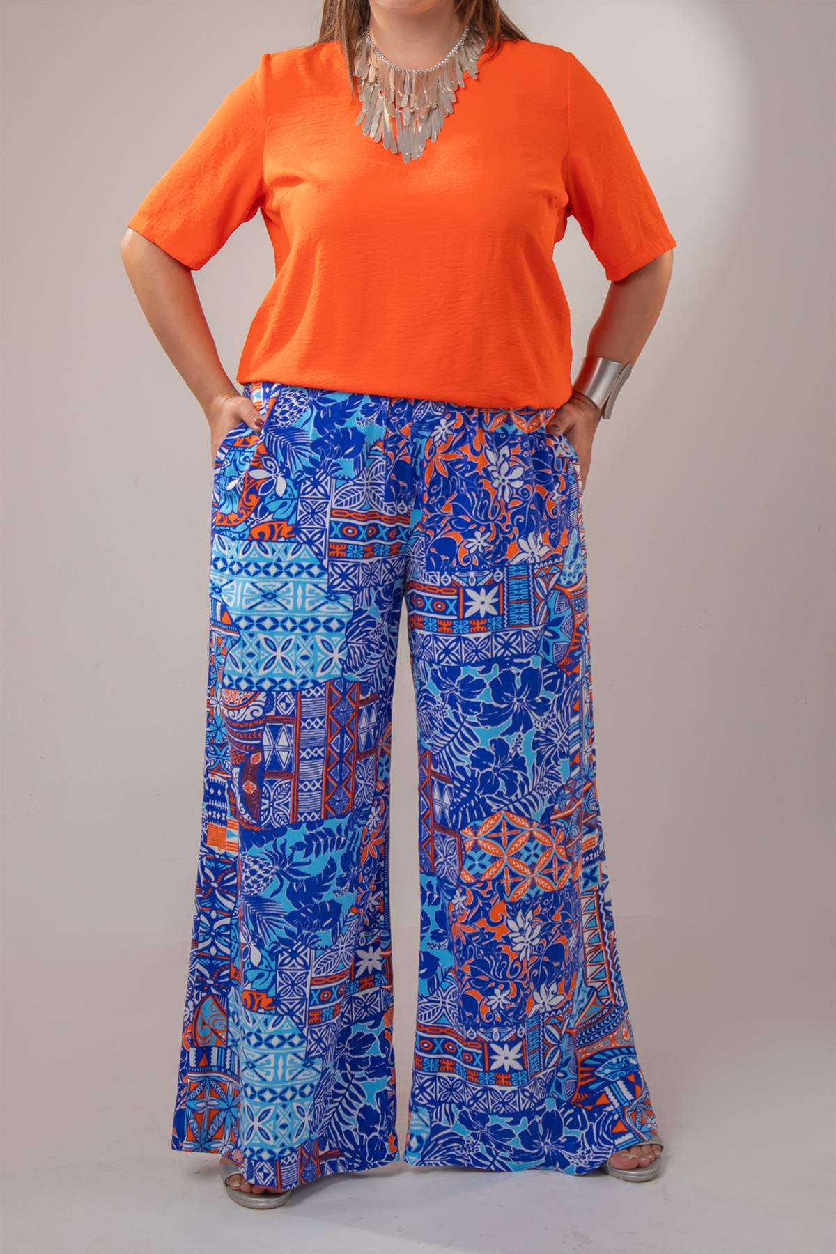 Büyük Beden 33357 Bol Pantolon Mavı