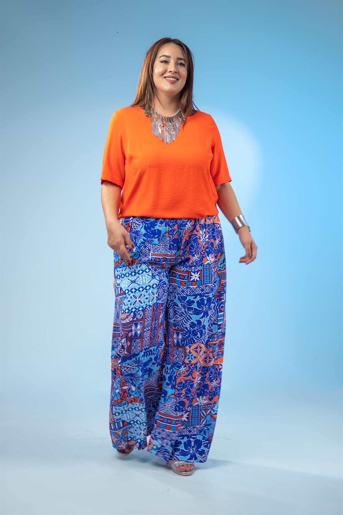 Büyük Beden 33357 Bol Pantolon Mavı