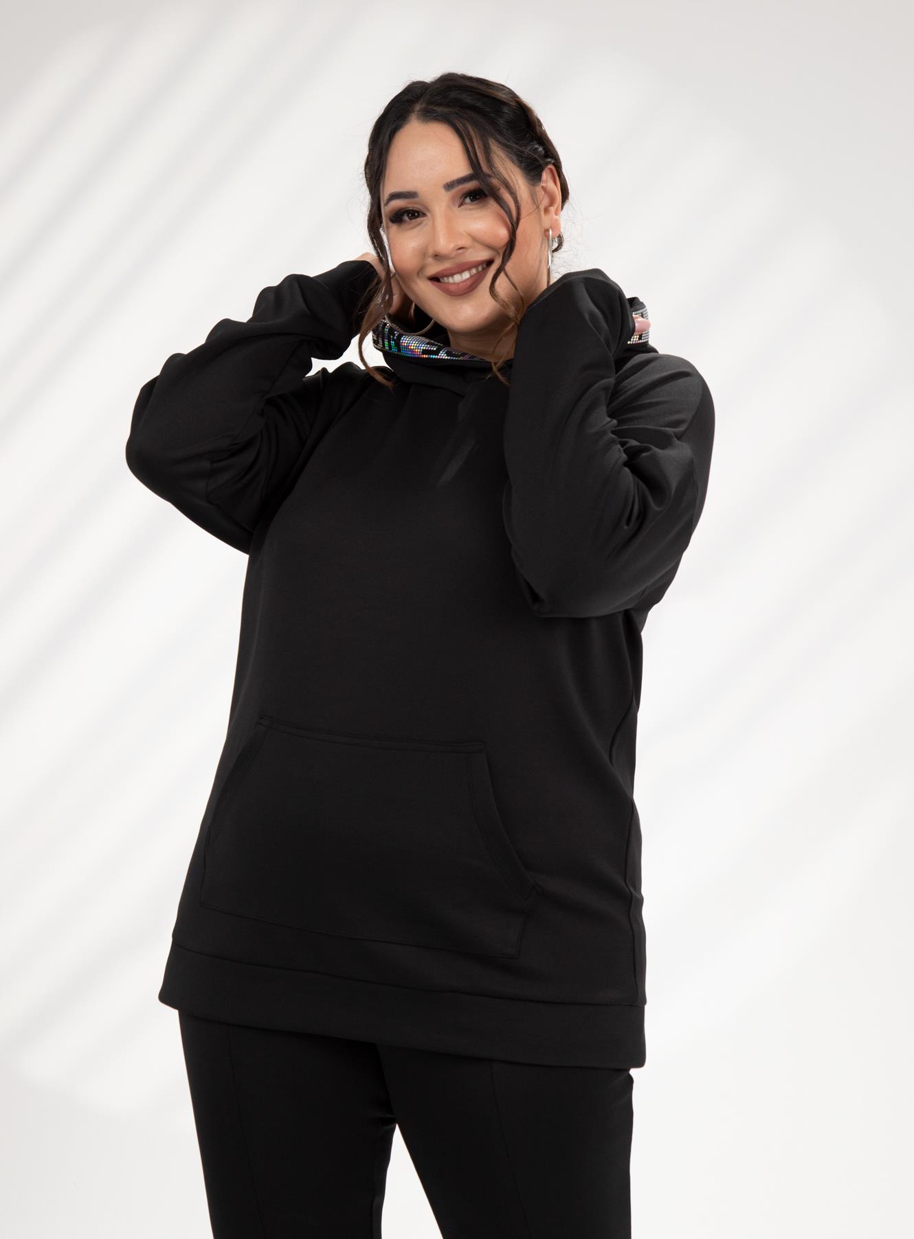 Büyük Beden 122075 Nııce Şeritli İkili Talkım Siyah