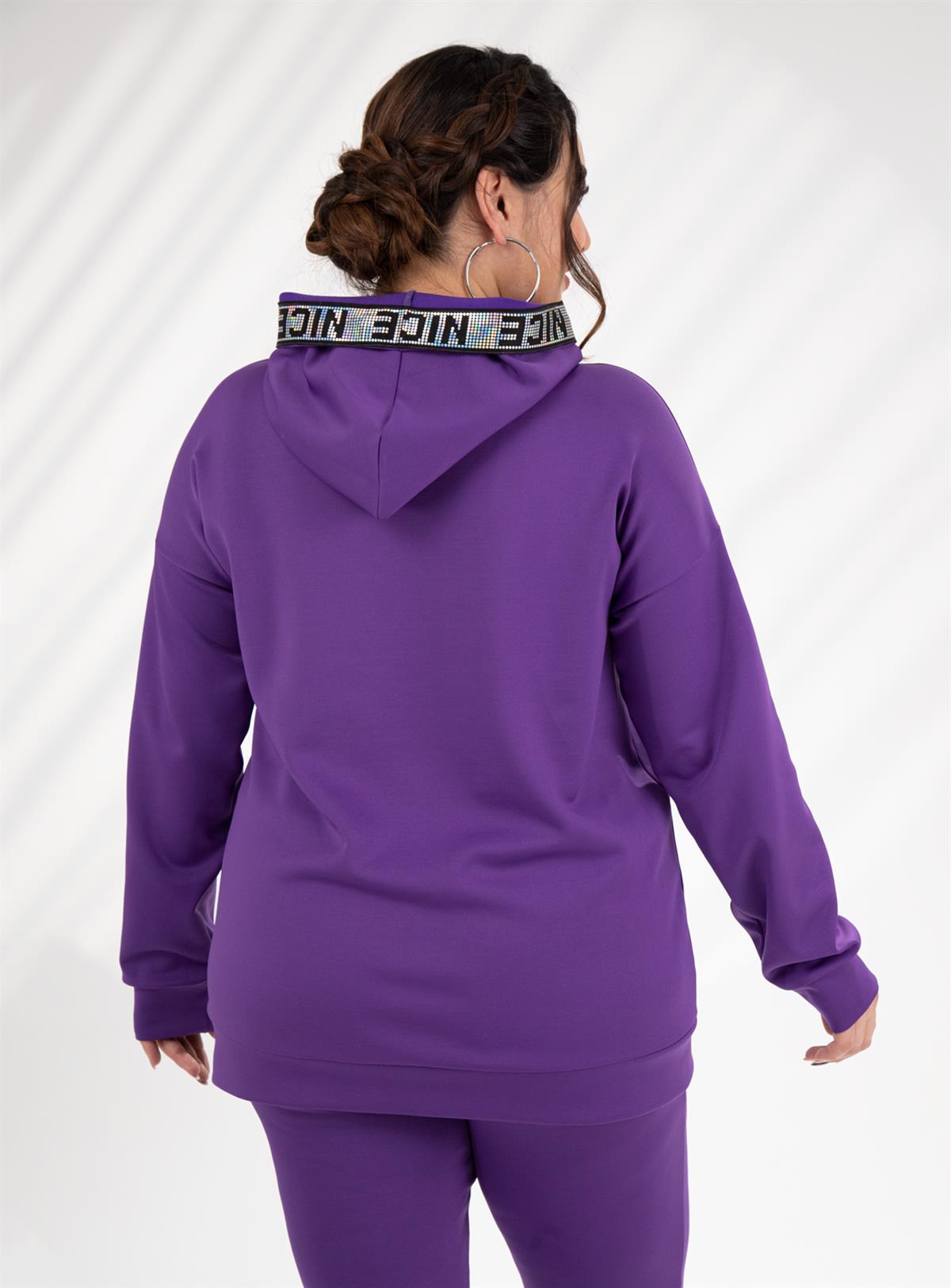 Büyük Beden 122075 Nııce Şeritli İkili Talkım Mor