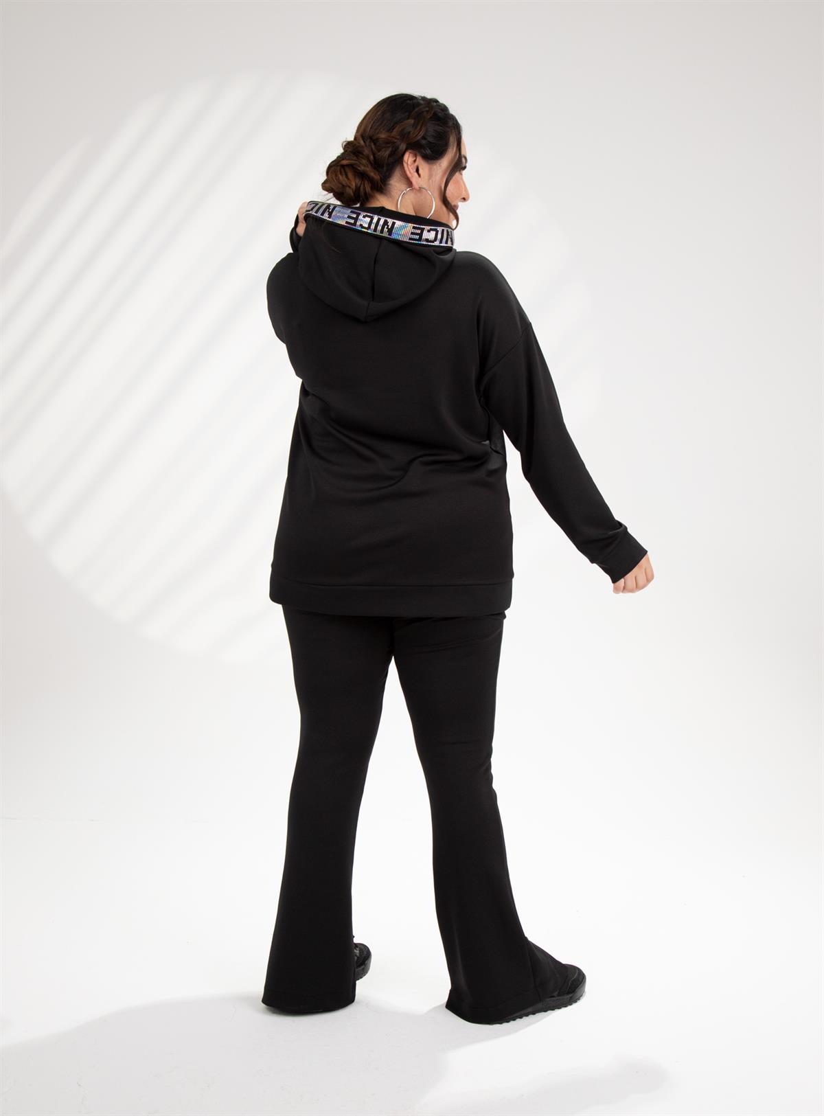 Büyük Beden 122075 Nııce Şeritli İkili Talkım Siyah