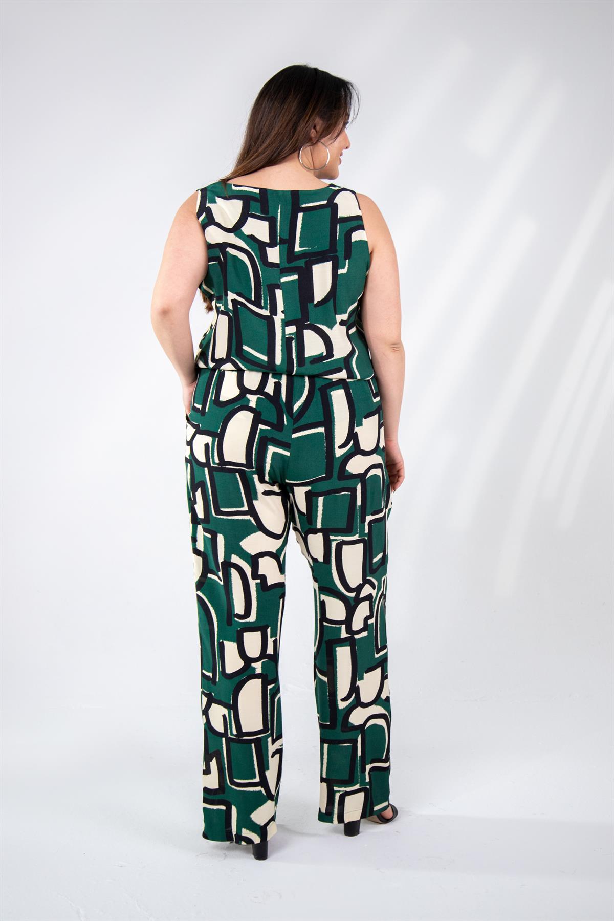 Büyük Beden 333209 Desenli Takım Yeşil