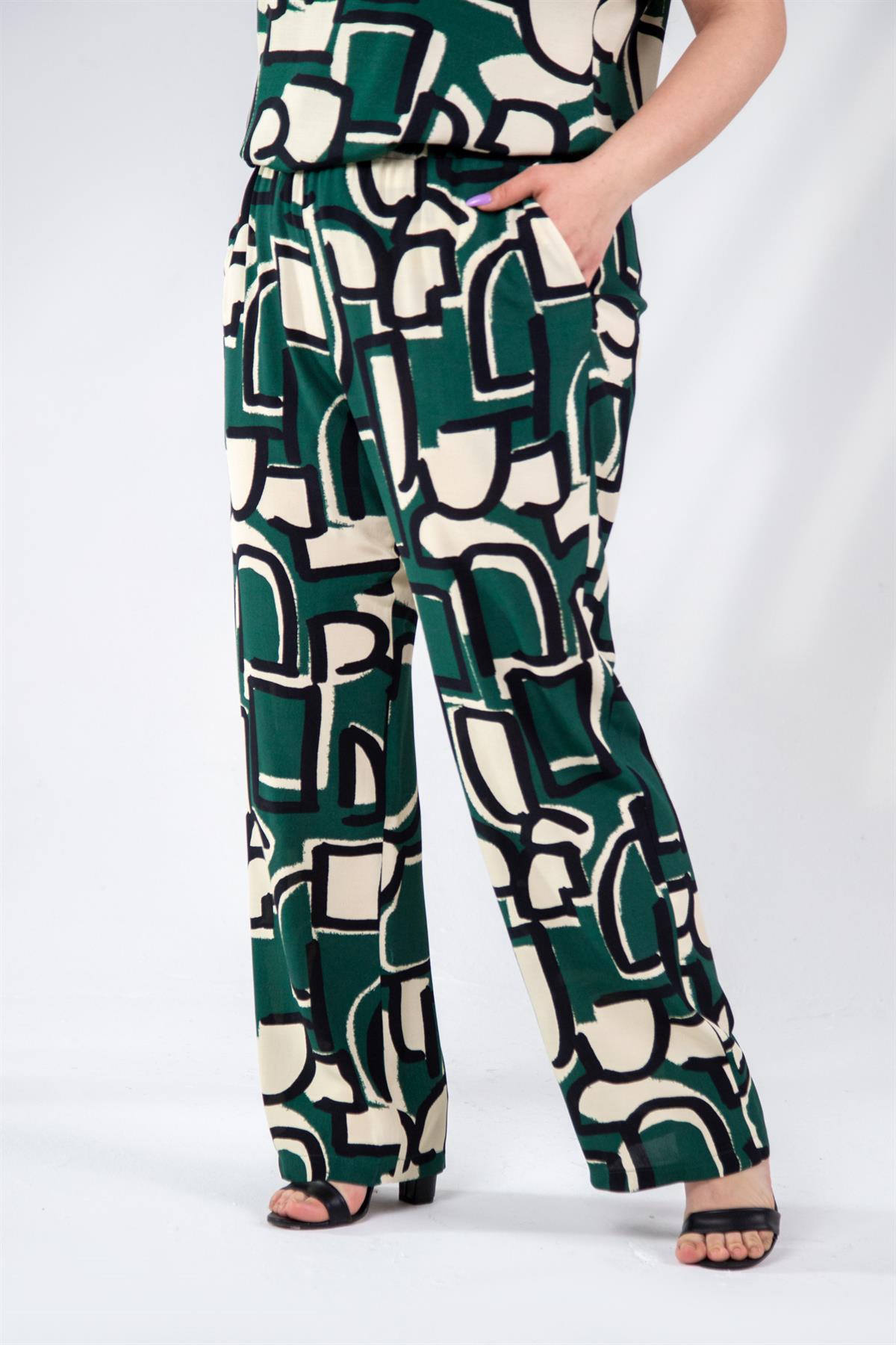 Büyük Beden 333209 Desenli Takım Yeşil