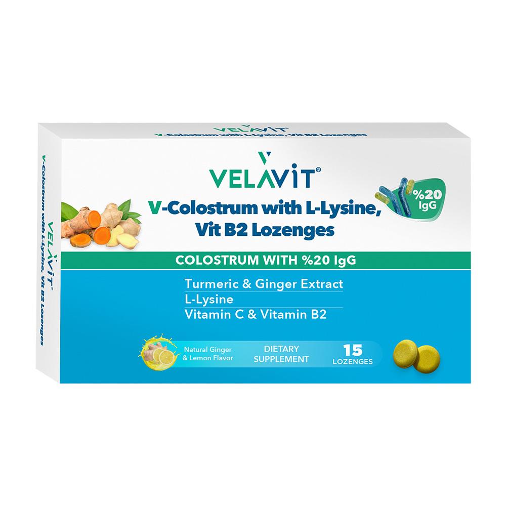 Velavit V-Colostrum with L-Lysine, Vit B2 Lozenges 15 Pastil | Vitamin ...