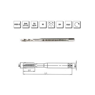 MTE Makina Takım M12 HSS - E DIN 371/C Metrik Normal Vidalı Helis Kanallı Makina Kılavuzu ...