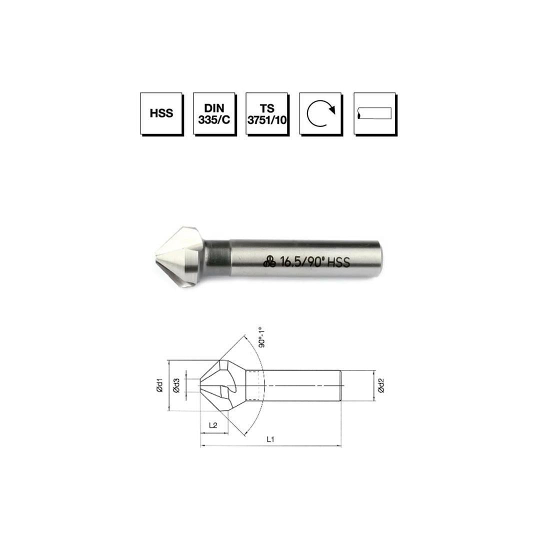 MTE Makina Takım 12.4 mm HSS DIN 335/C 3 Ağızlı Silindirik Saplı Havşa ...