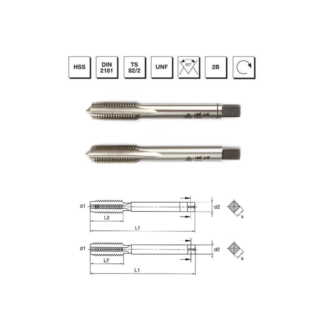 MTE Makina Takım 7/16" HSS DIN 2181 USA İnce Vidalı 2'li Takım Kılavuzu - UNF (El Kılavuzu ...