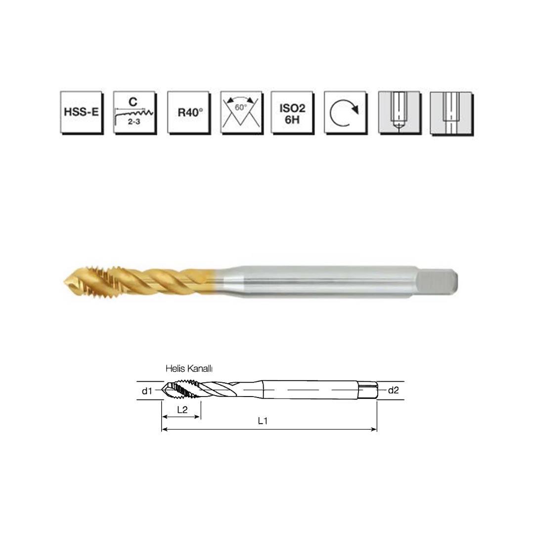 MTE Makina Takım M10 HSS-E DIN-371 Galaksi M Üniversal 40° Helis Kanallı TİN Kaplı Yüksek ...