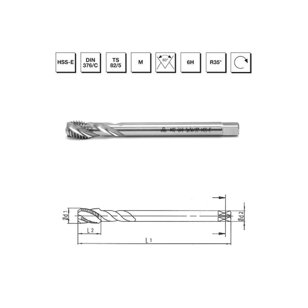 MTE Makina Takım M20 HSS - E DIN 376/C Metrik Normal Vidalı Helis Kanallı Makina Kılavuzu ...