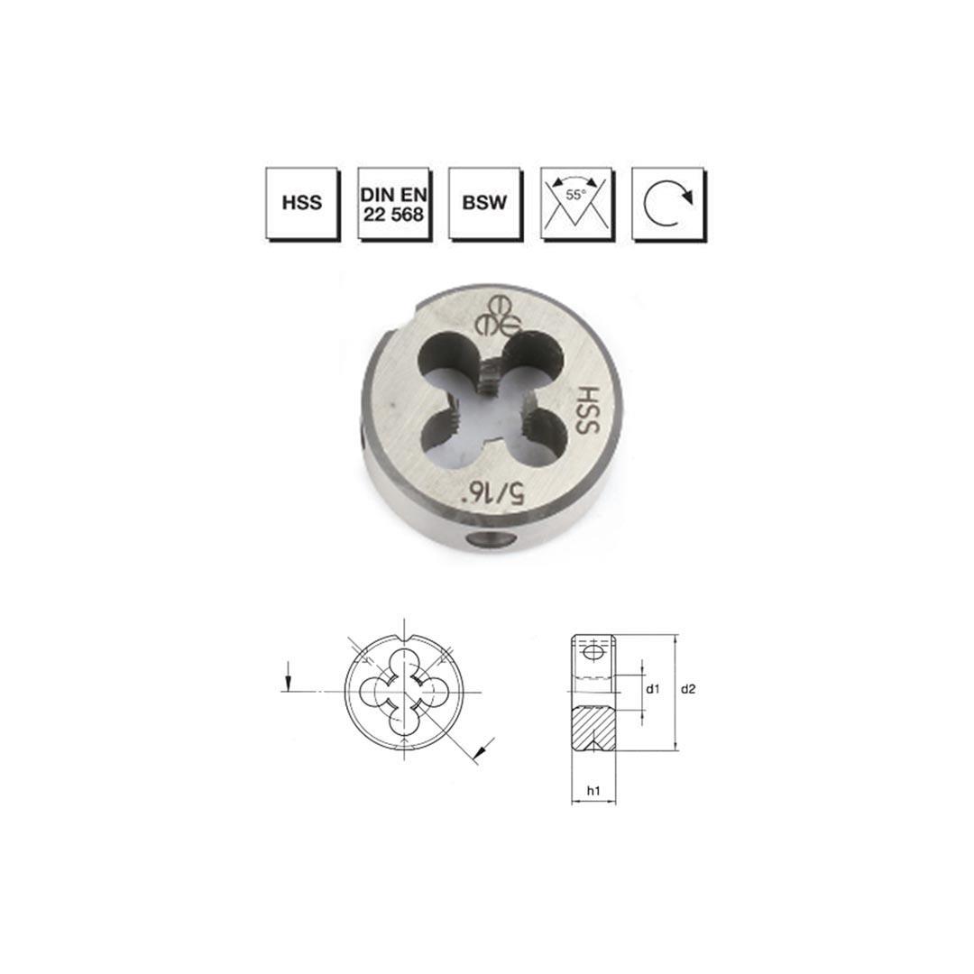 MTE Makina Takım W1" HSS DIN EN 22 568 Whitworth Normal Vidalı Pafta Lokması - B00110042540 Fiyatı