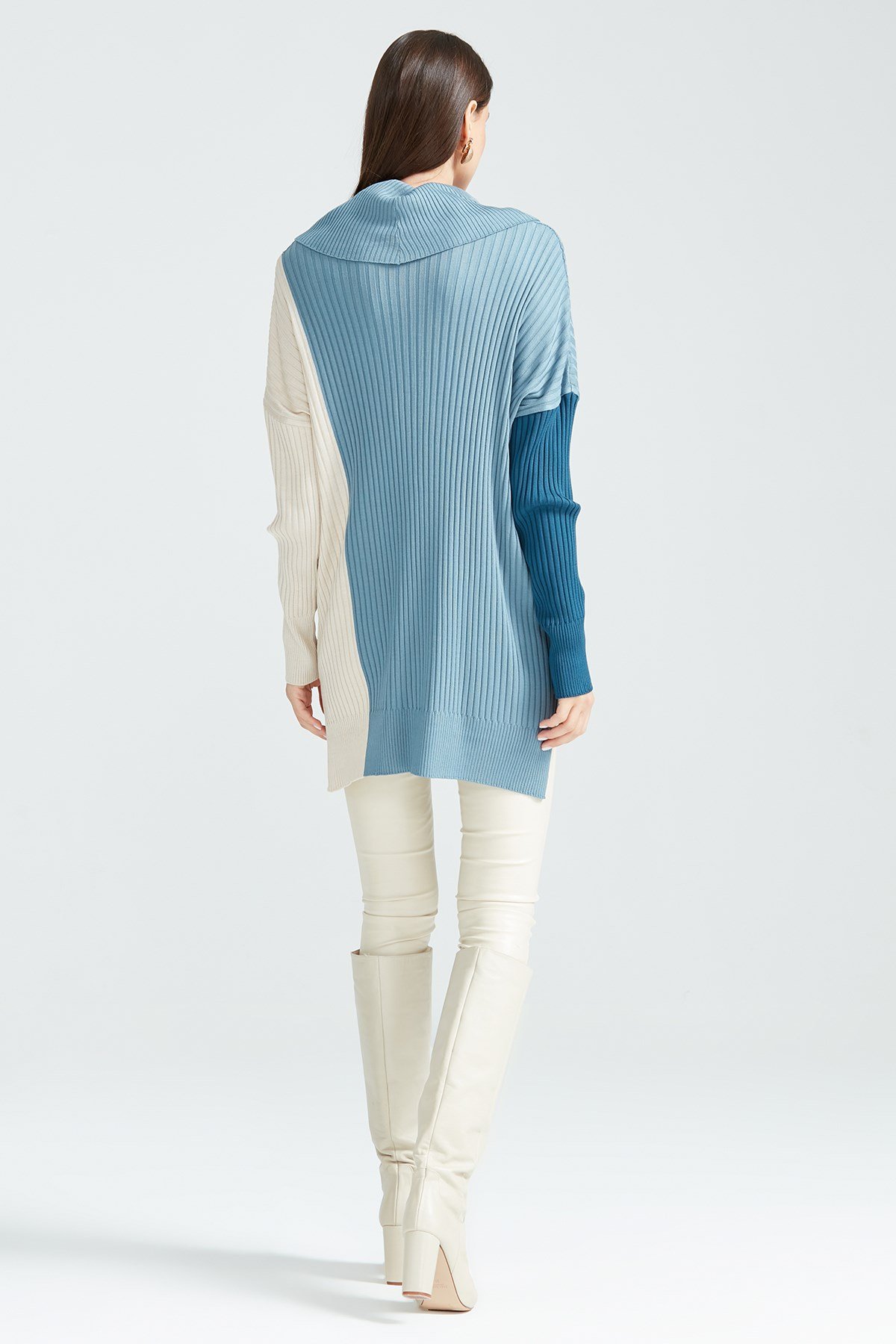 Colorblock Yüksek Degaje Yaka Triko Tunik | Tığ Store Colorblock Yüksek Degaje Yaka Triko Tunik | Tığ Store
